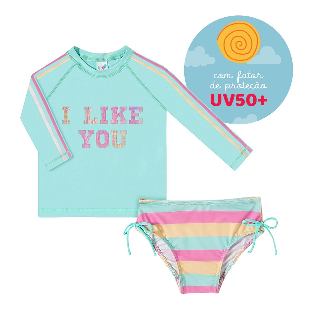 Conjunto de banho para bebê Verde Água: Camiseta Surfista + Calcinha ...